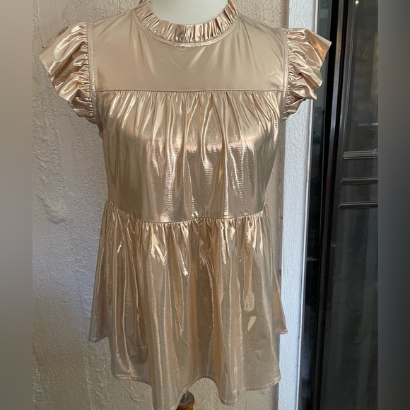 JODIFL | Tops | Shiny Gold Top | Poshmark